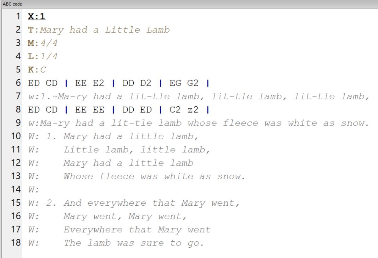 ABC Notation Tutorial 2: Headers, Lyrics and Chords – lankfish